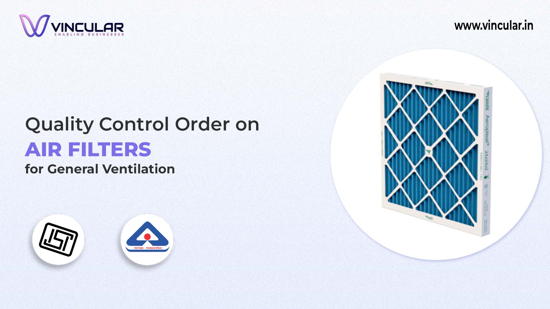 BIS-ISI Certificate for Air Filters for General Ventilation | Vincular